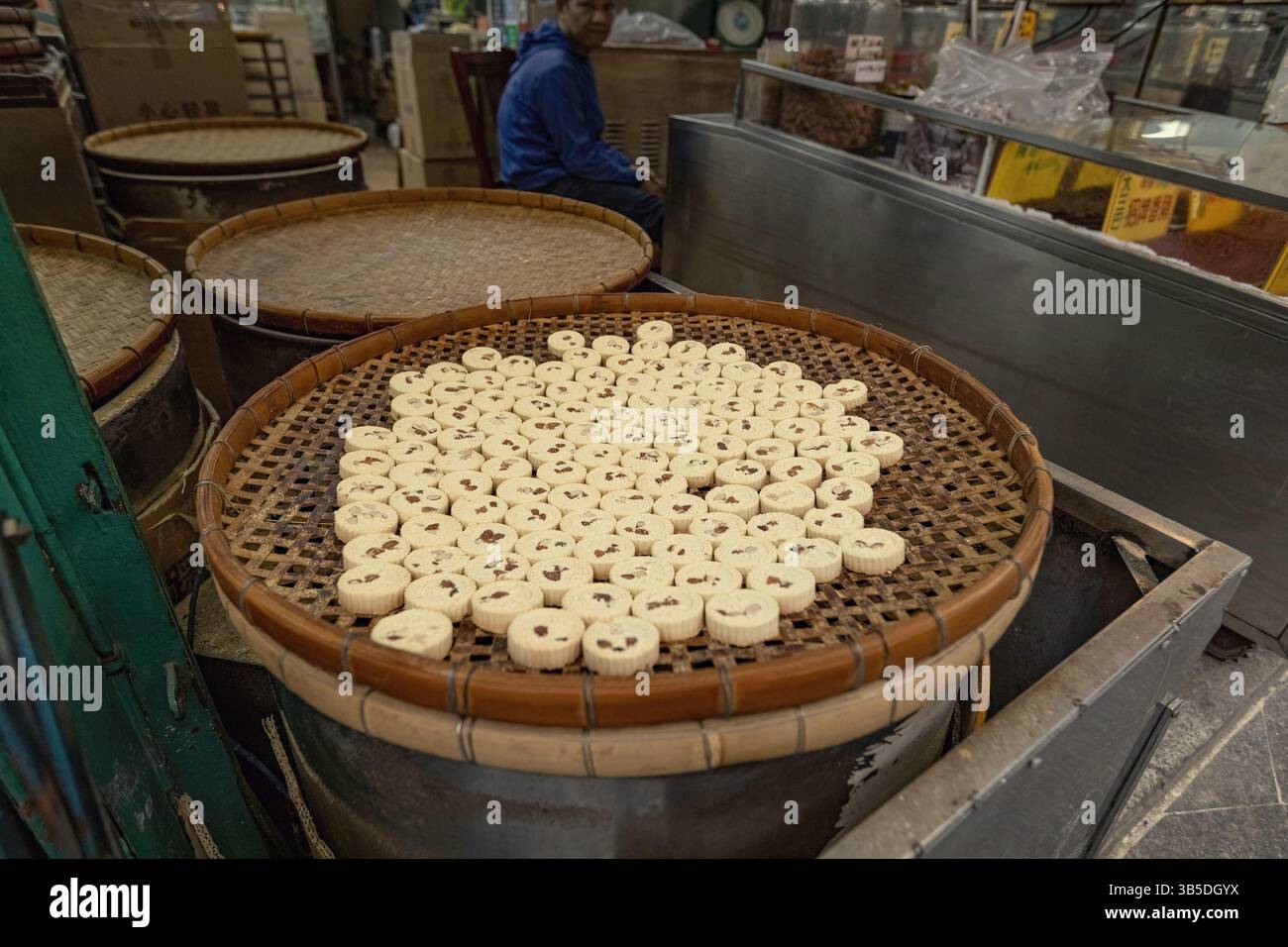Traditional Macau almond cookies for sale on the market Stock Photo - Alamy