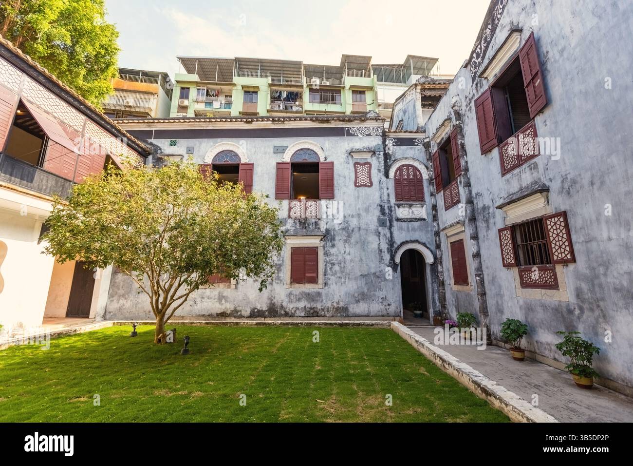 Exterior details of Mandarin's historical chinese house in Macau city ...