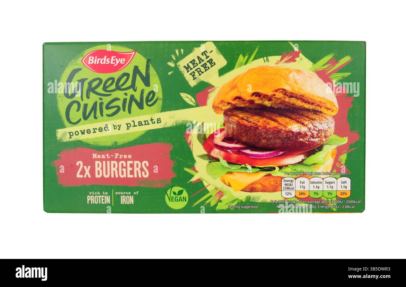 Birds Eye green cuisine meat free pea protein burgers Stock Photo - Alamy