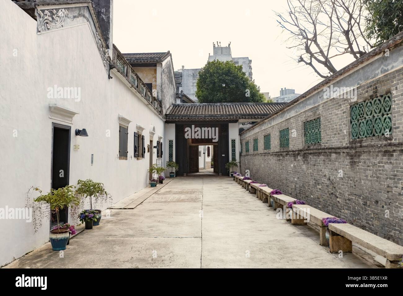 Exterior details of Mandarin's historical chinese house in Macau city ...