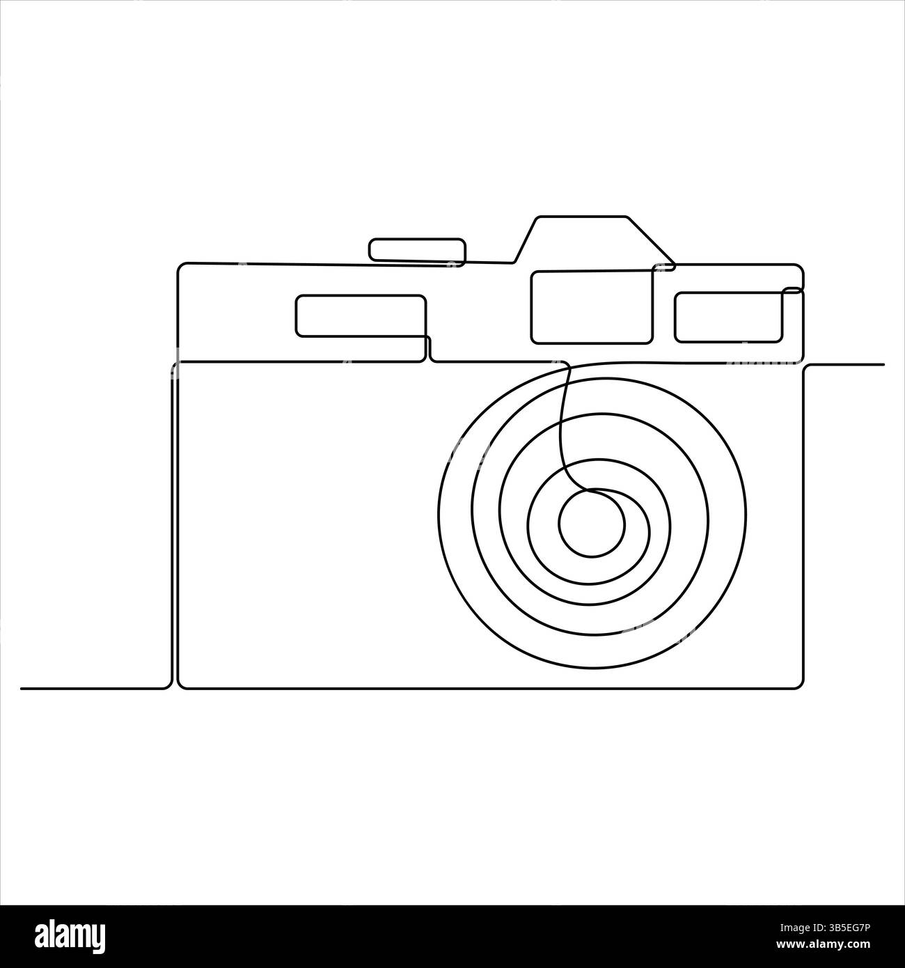 Continuous camera single line art drawing sketch vector illustration ...