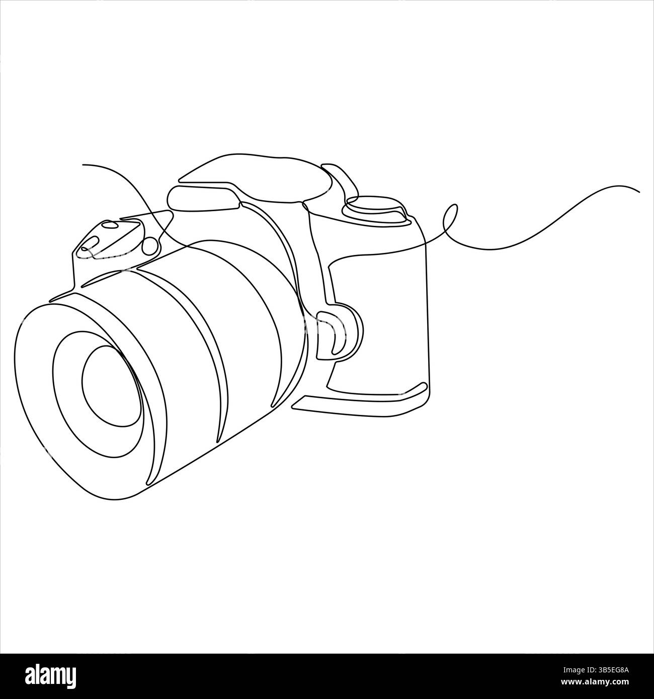 Continuous camera single line art drawing sketch vector illustration ...