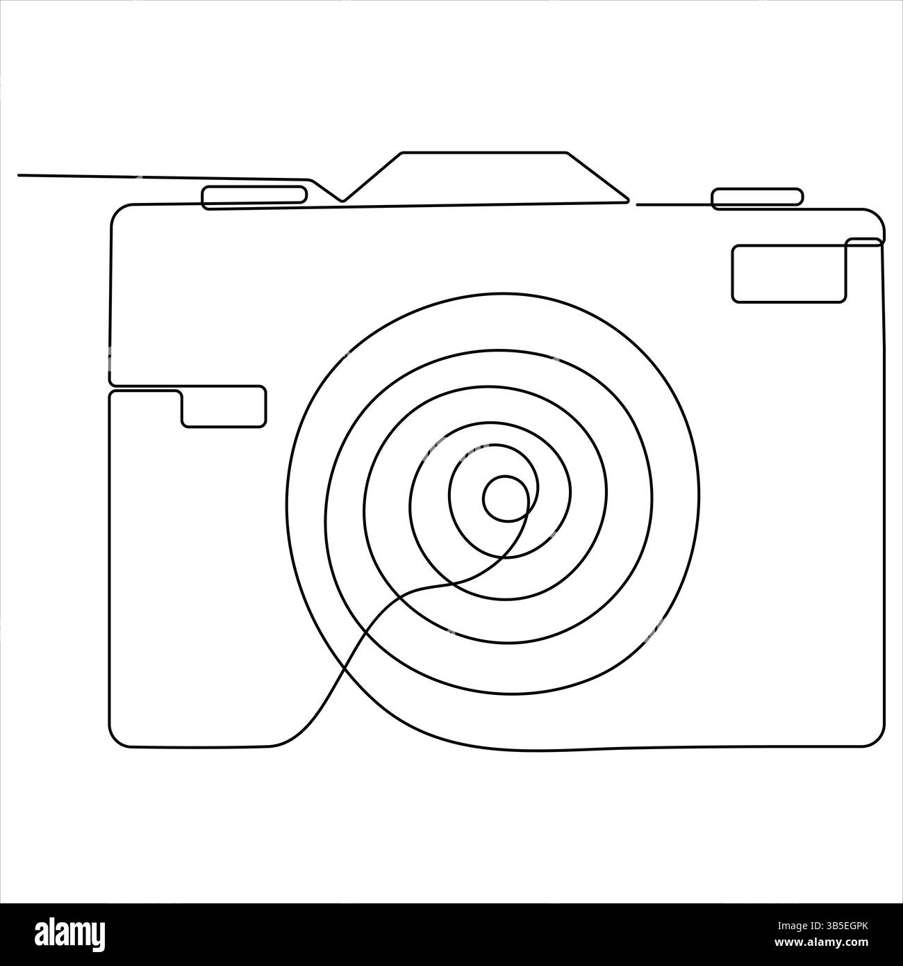 Continuous camera single line art drawing sketch vector illustration ...