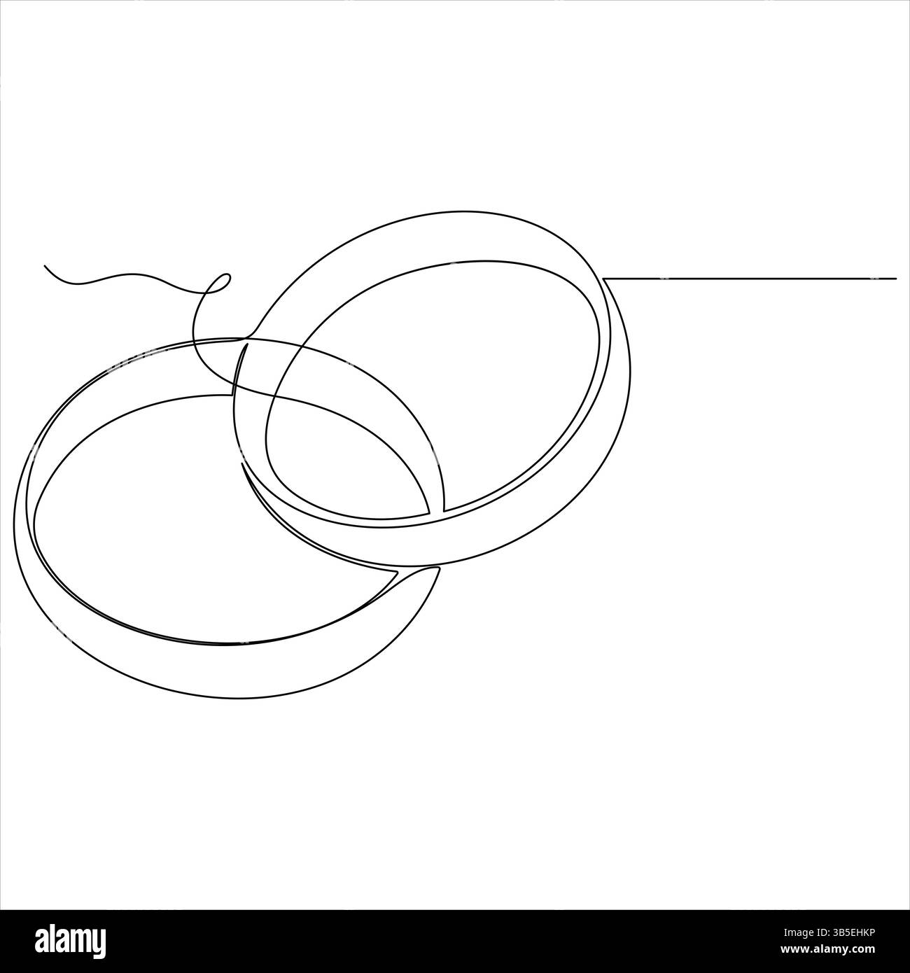 Continuous single line drawing of wedding rings romantic elegance ...