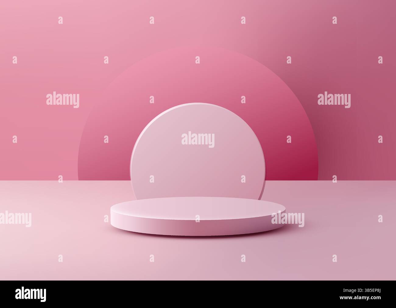 minimalist 3D pink round podium on a soft pink surface, product display ...