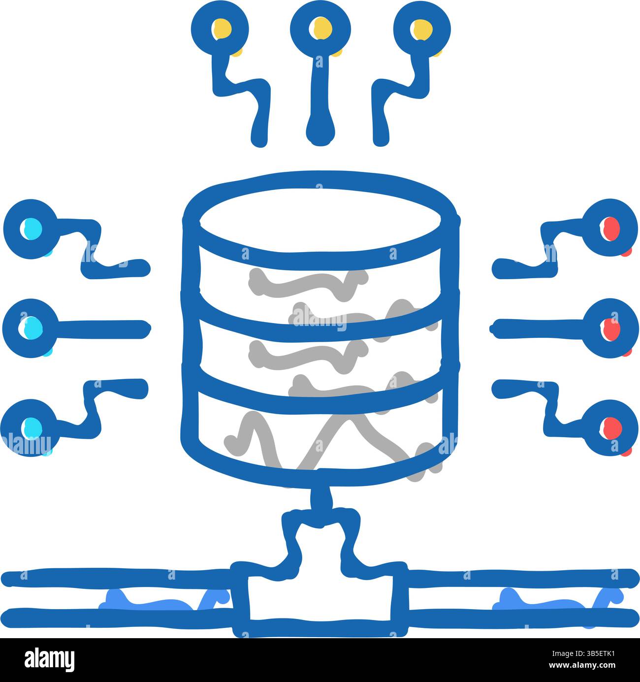 electronic connection digital processing icon doodle illustration Stock ...