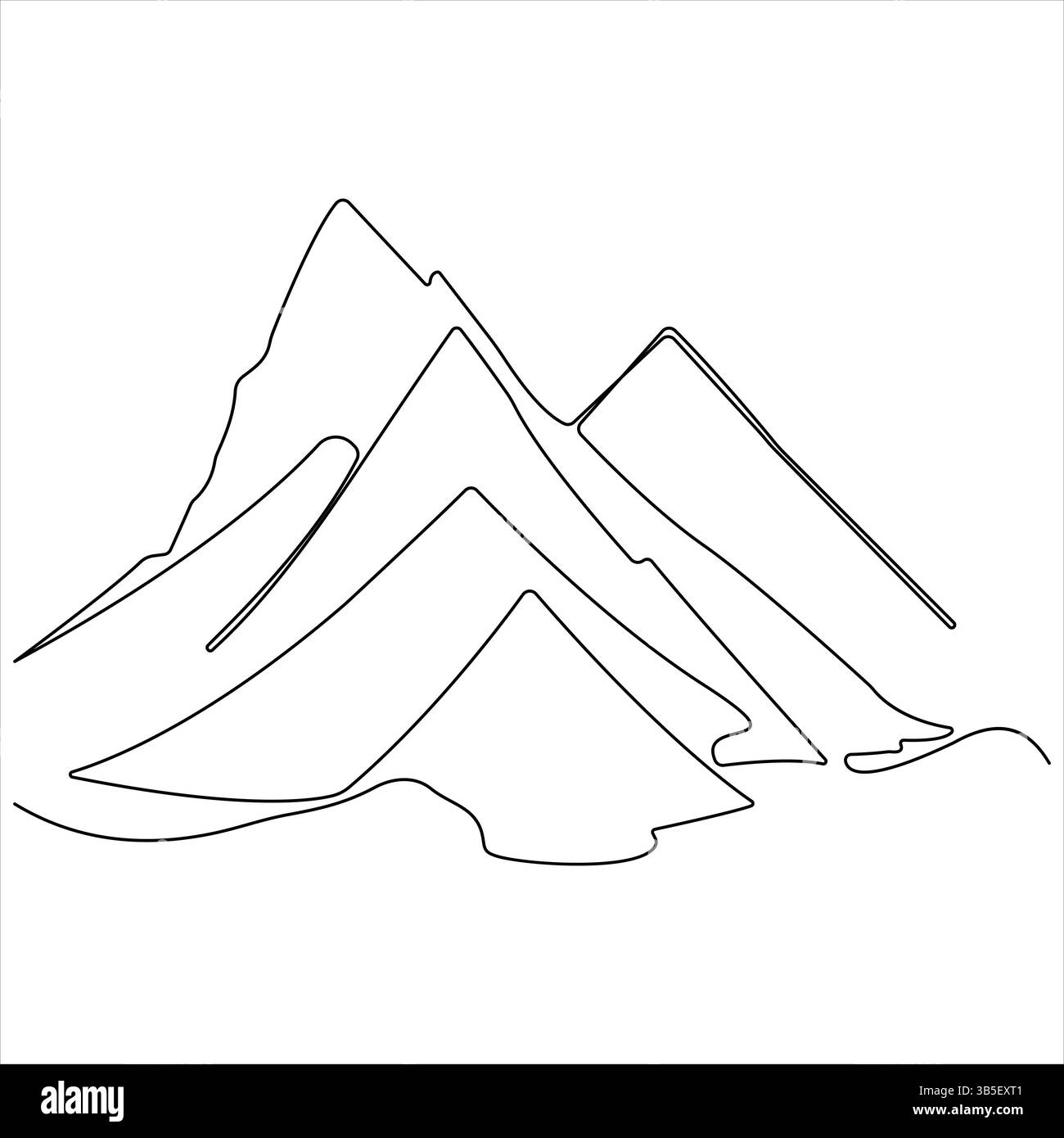 Continuous single line drawing mountain range landscape top view of ...