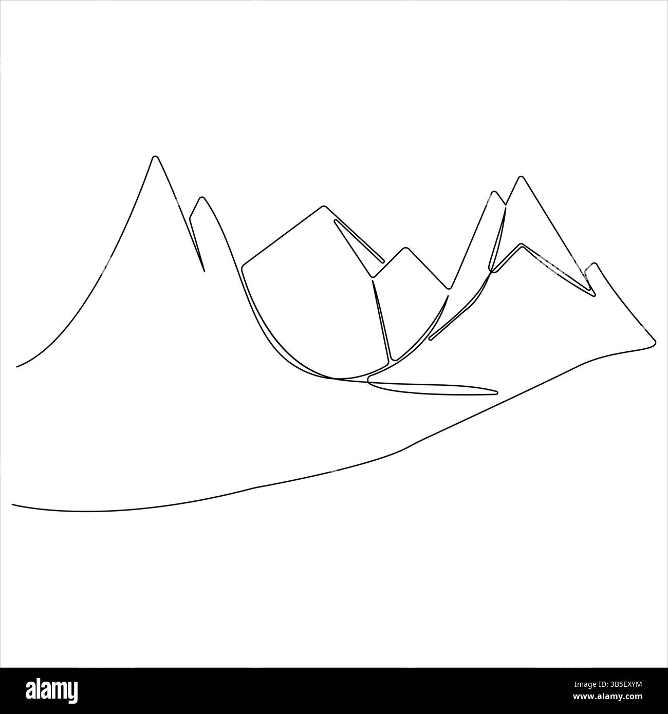 Continuous single line drawing mountain range landscape top view of ...
