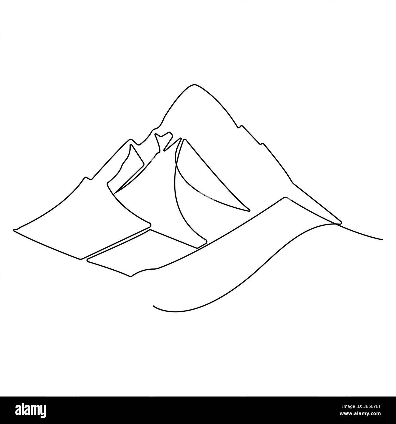 Continuous single line drawing mountain range landscape top view of ...