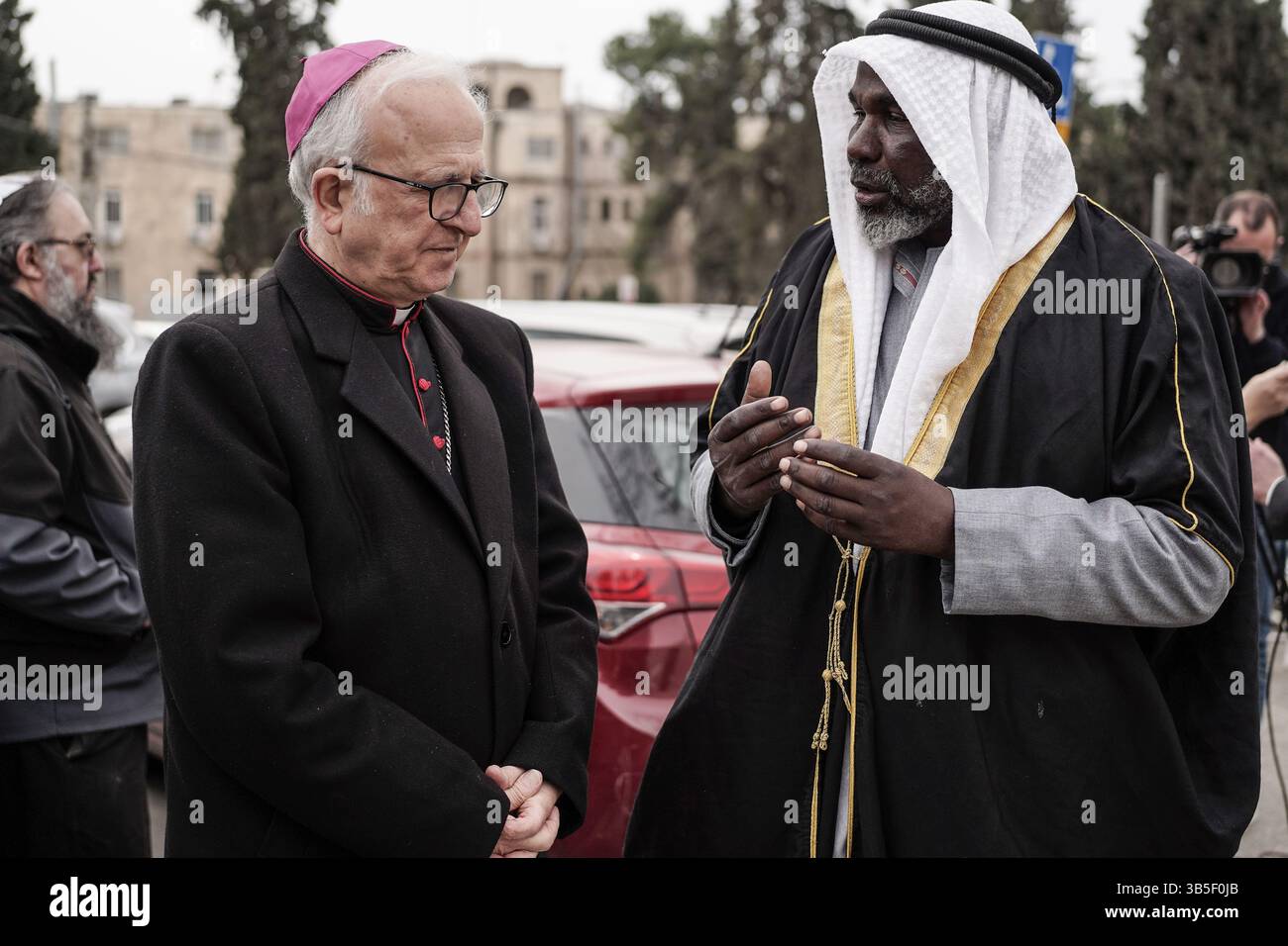 March 21, 2022, Jerusalem, Israel: Bishop WILLIAM HANNA SHOMALI (L ...