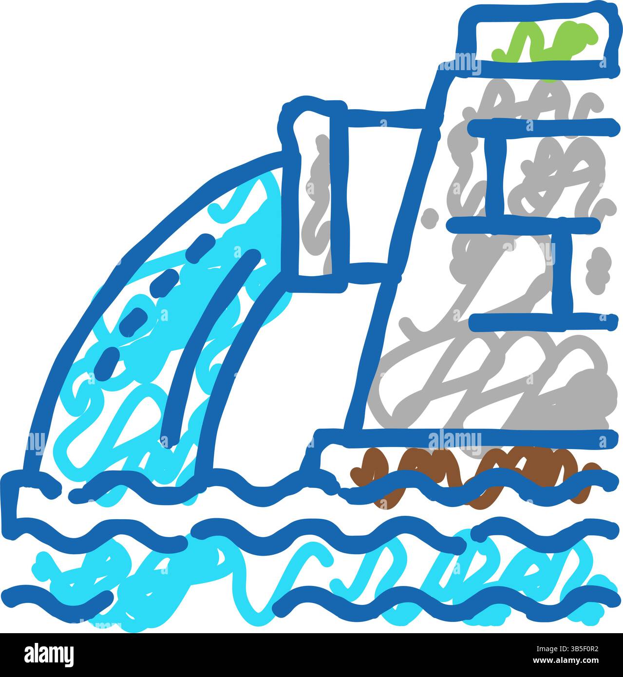 water falling from drainage pipe icon doodle illustration Stock Vector ...