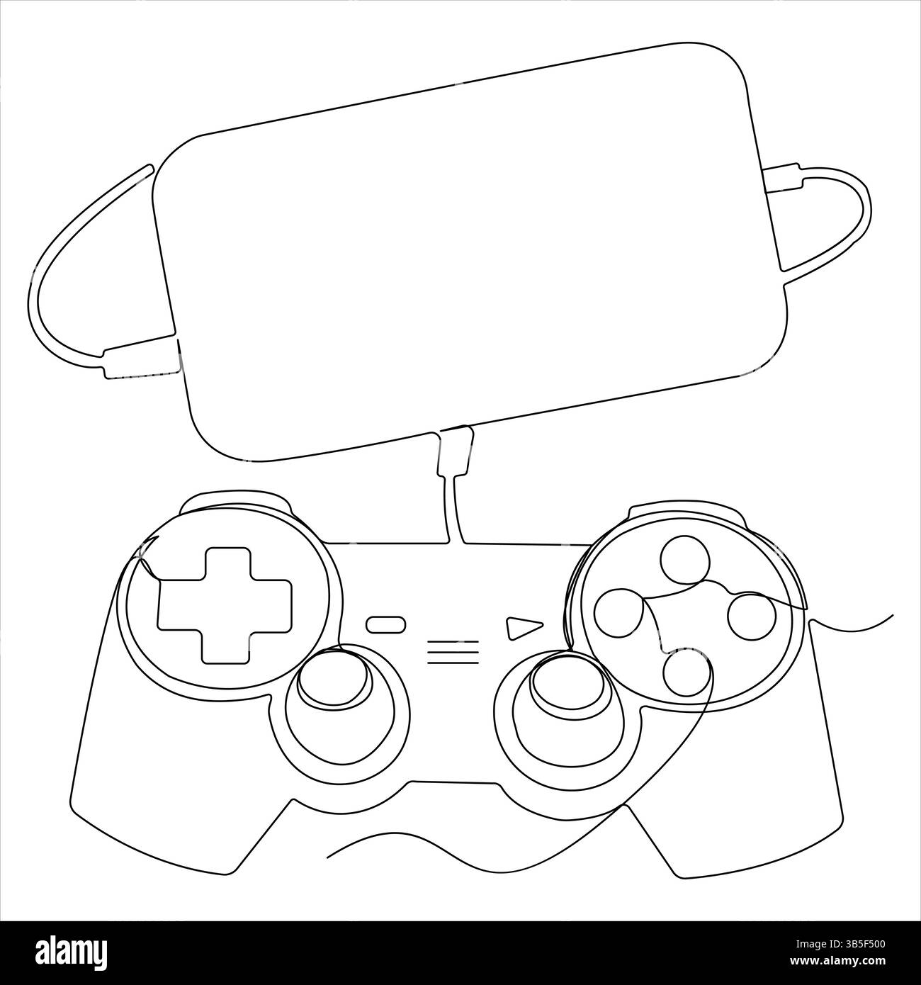 Single line continuous drawing of game controller joysticks or gamepads line art vector ...