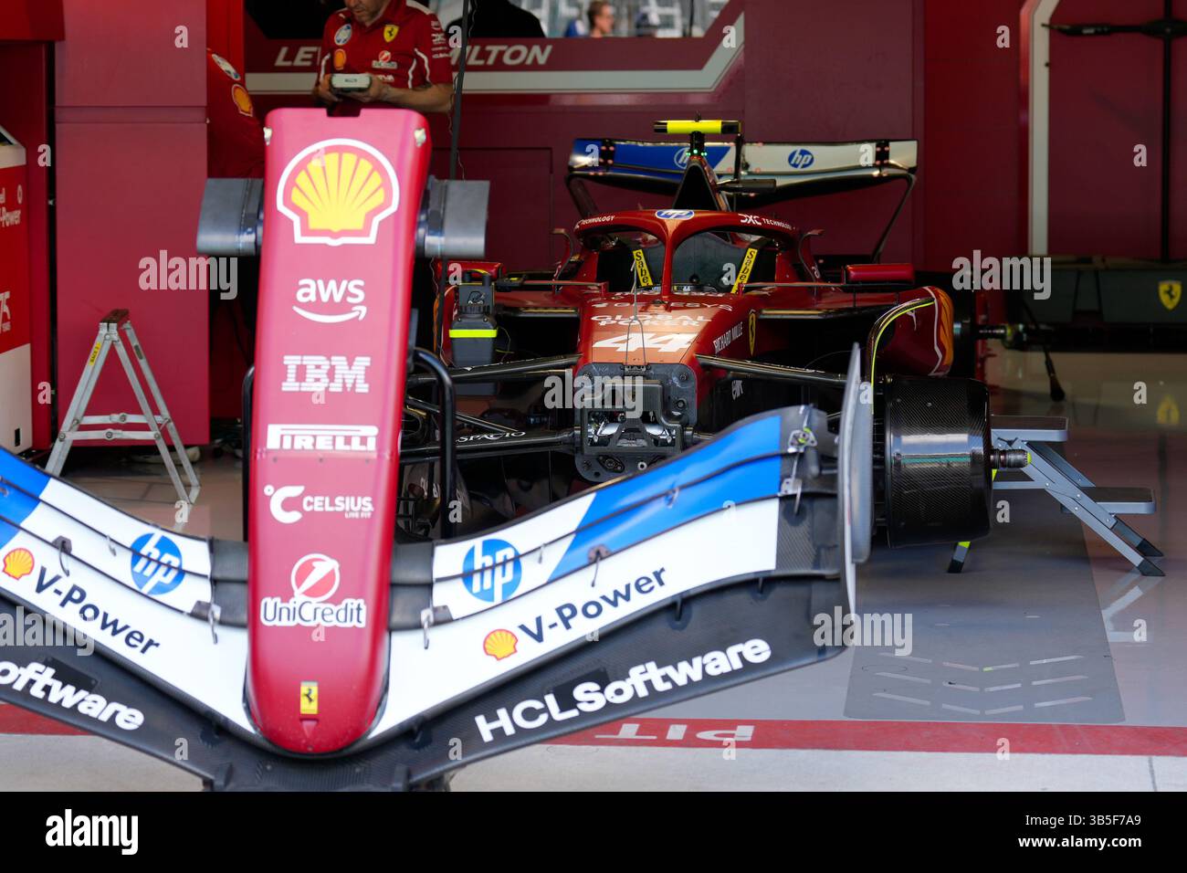 Car of Lewis Hamilton (GBR), Ferarri, #44 in the garage Stock Photo - Alamy