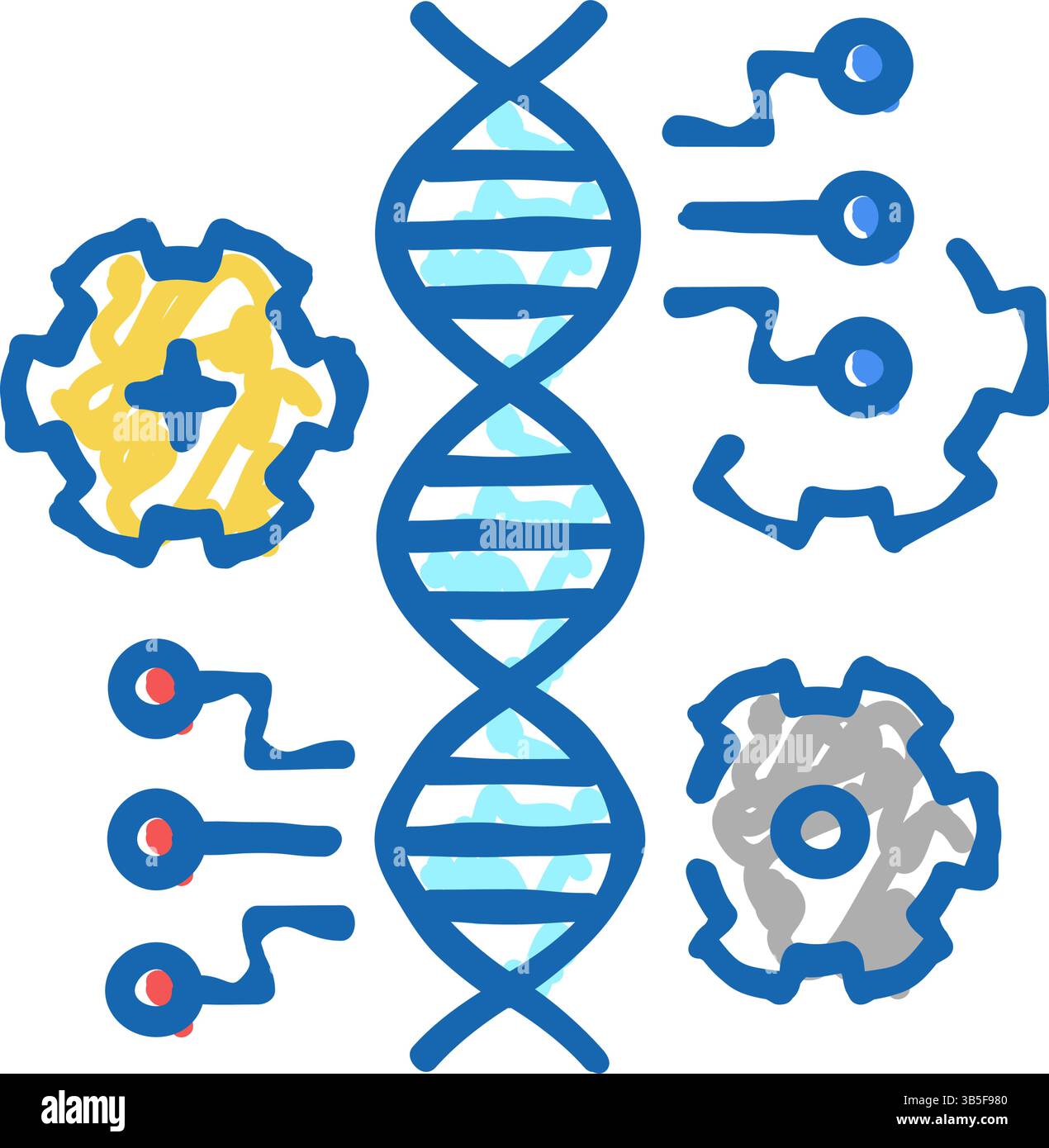 molecule genetic characteristics icon doodle illustration Stock Vector ...