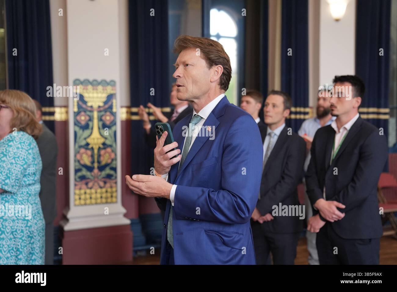 Reform UK deputy leader Richard Tice applauds as party candidate Dame ...