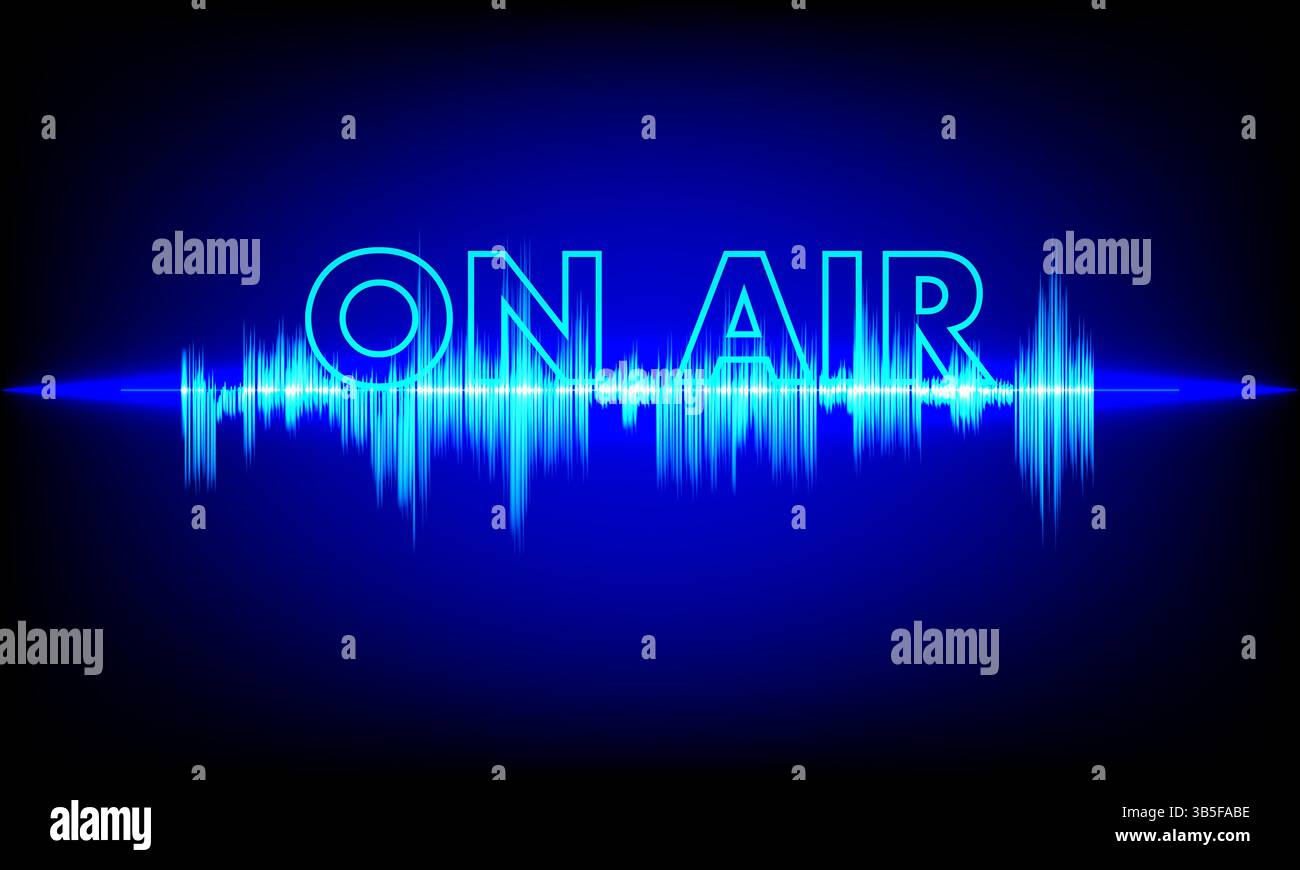 Microphone sound wave on blue Stock Vector Images - Alamy