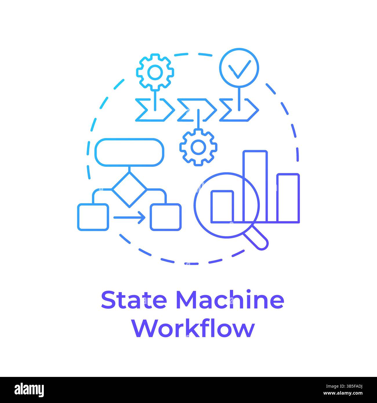 State machine workflow blue gradient concept icon Stock Vector Image ...