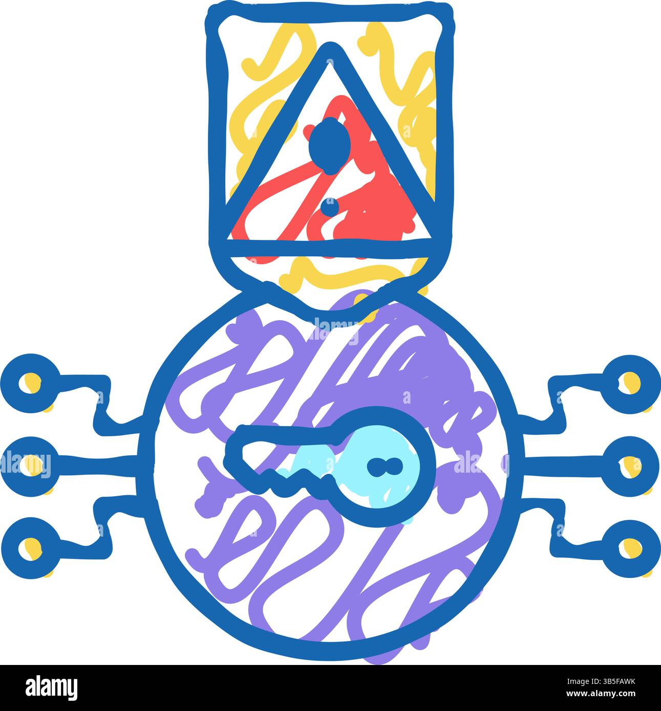 electronic key for protect digital information icon doodle illustration ...