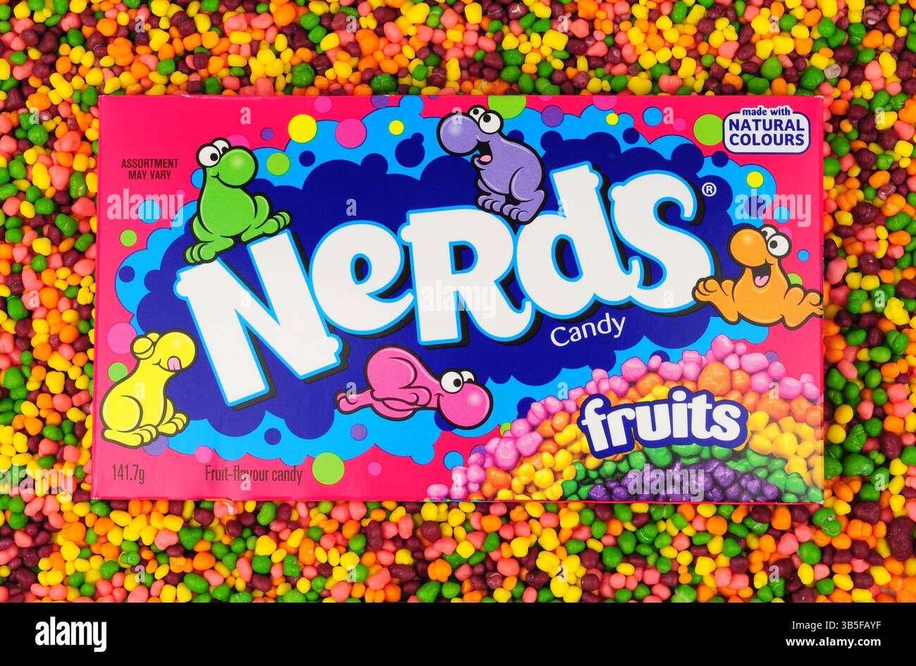 Nerds candy fruits multi flavour sweets colourful background Stock ...