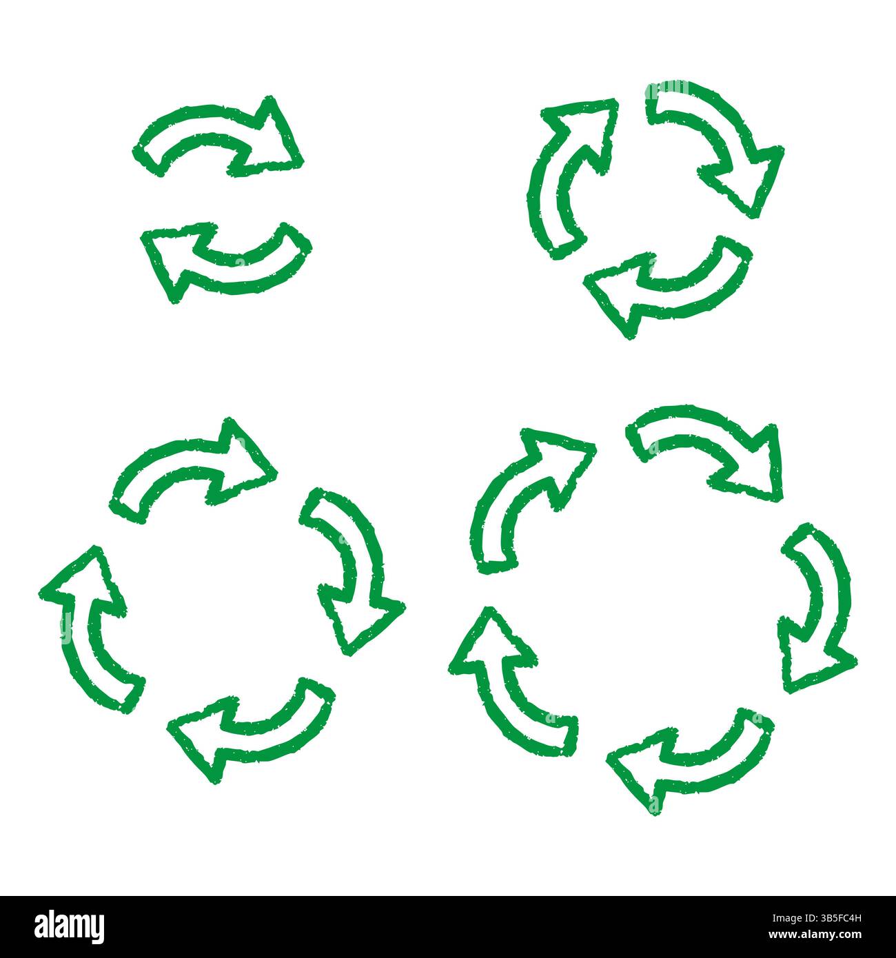 Doodle recycle arrow symbol. Hand-drawn sketch style icon representing ...