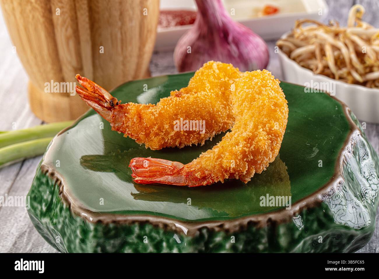 Golden crunhy breaded prawn appetizer snack Stock Photo - Alamy