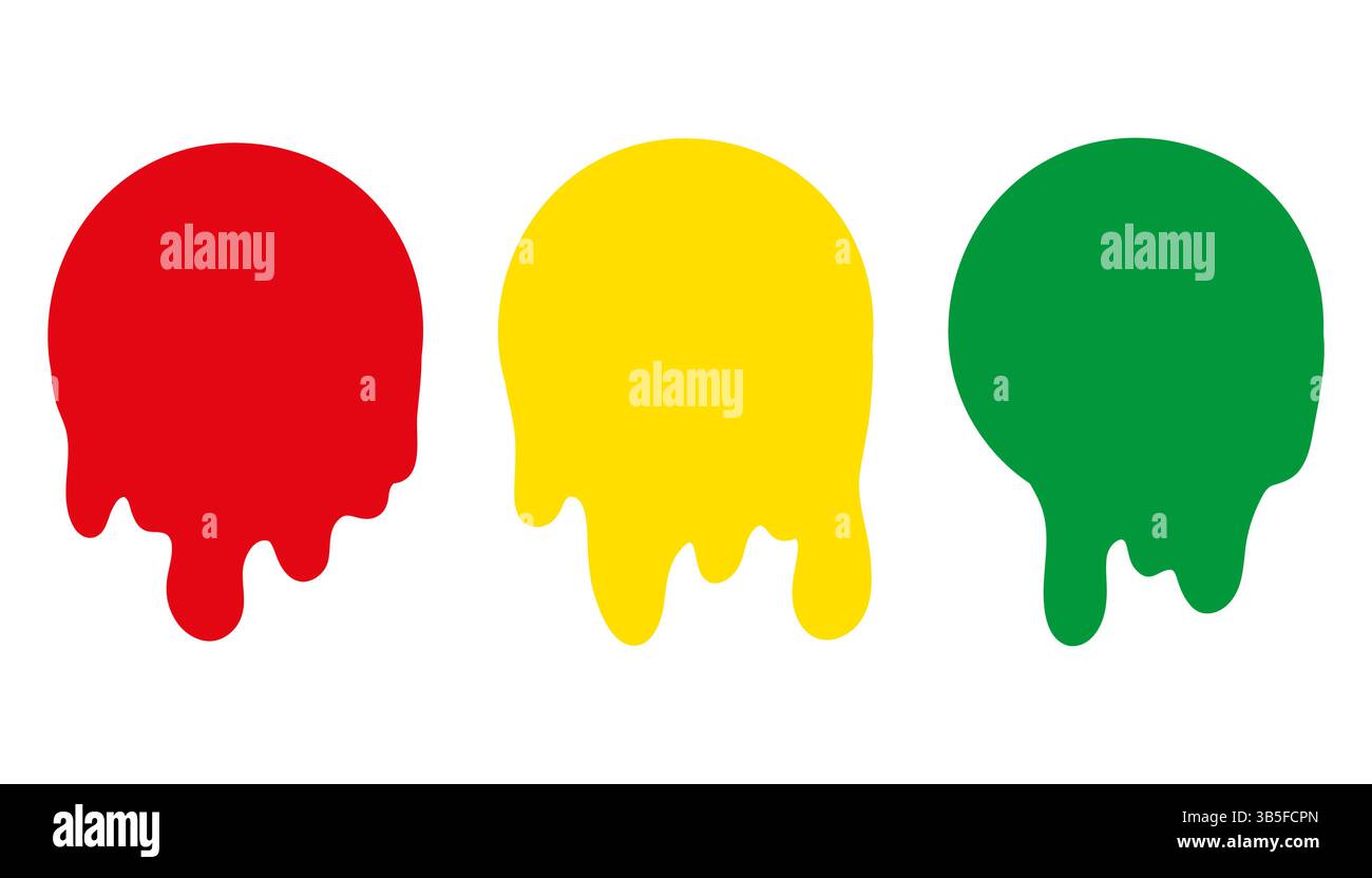 Set of colorful melted circles. Melting geometric shapes in flat style ...