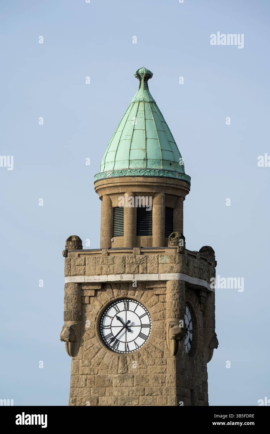 Clock tower at Landungsbrücken, Hamburg Stock Photo - Alamy