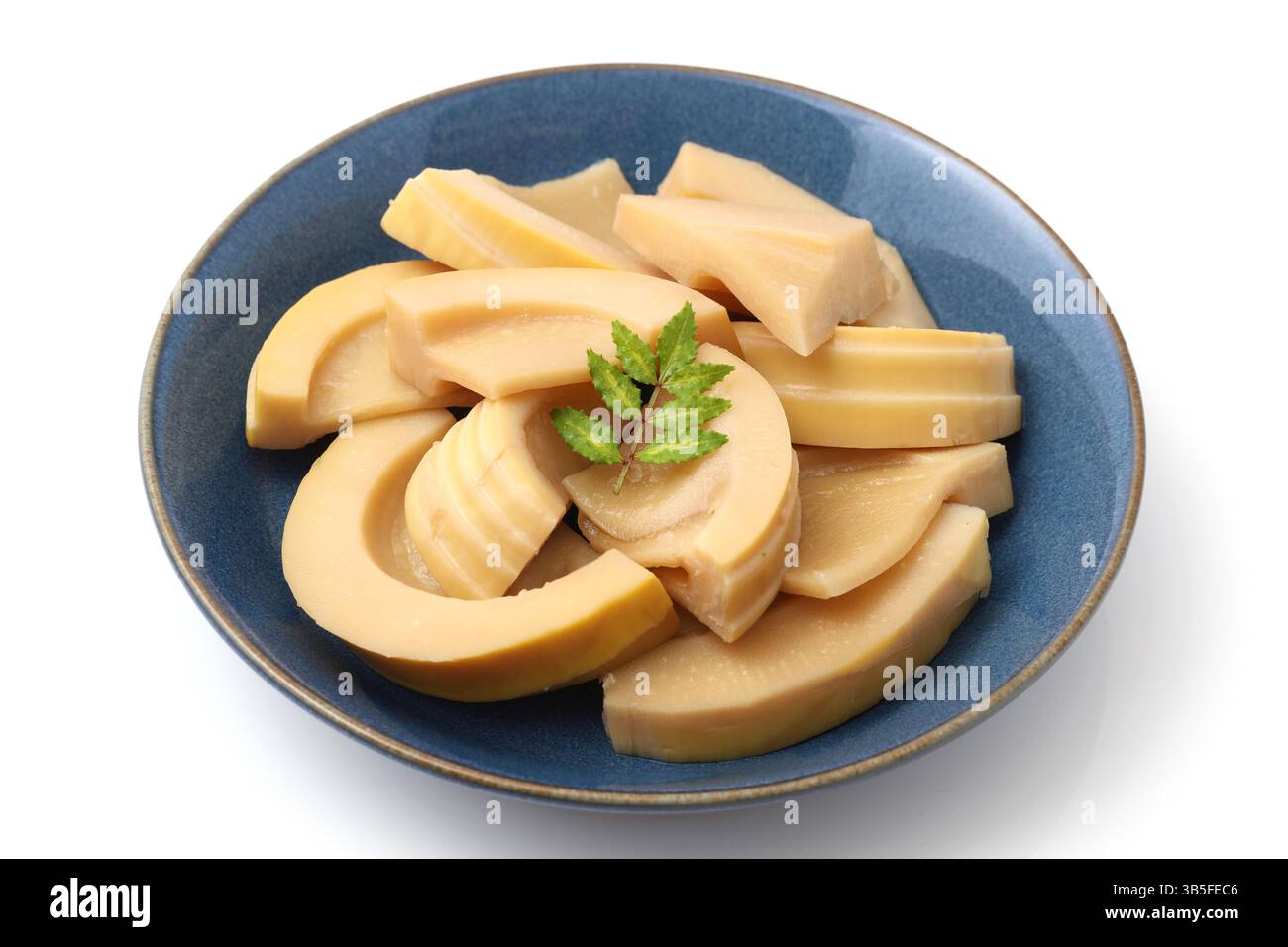 Boiled bamboo shoots in a plate on white background, Traditional ...