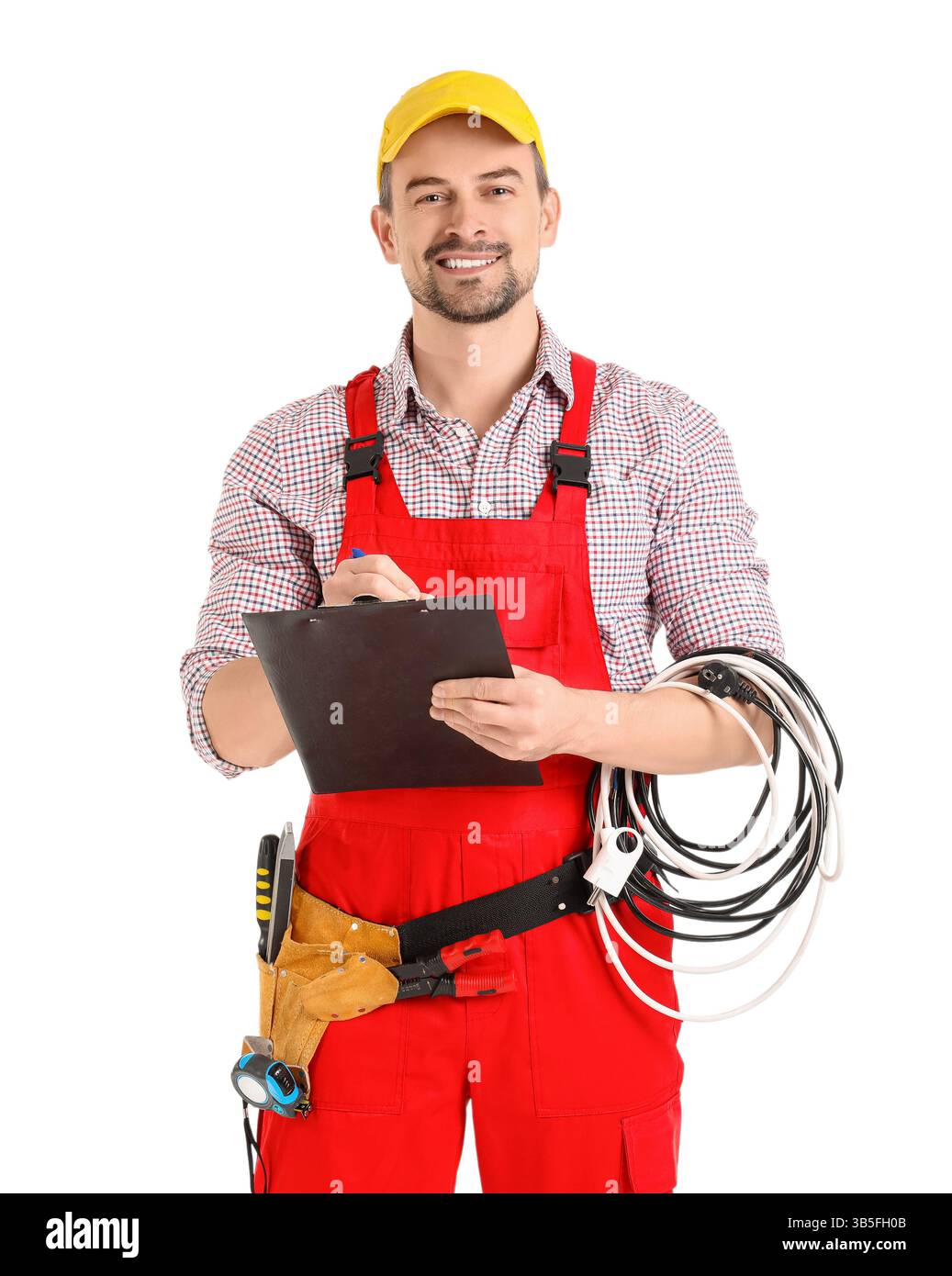 Smiling male technician repairing Cut Out Stock Images & Pictures - Alamy