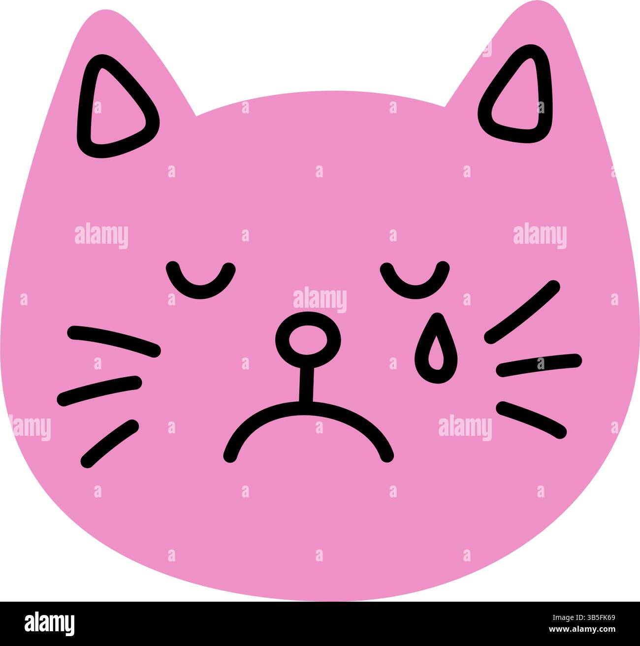 Cute doodle cry cat face icon. Sad crying cat. Kitty kawaii emoji. Hand ...