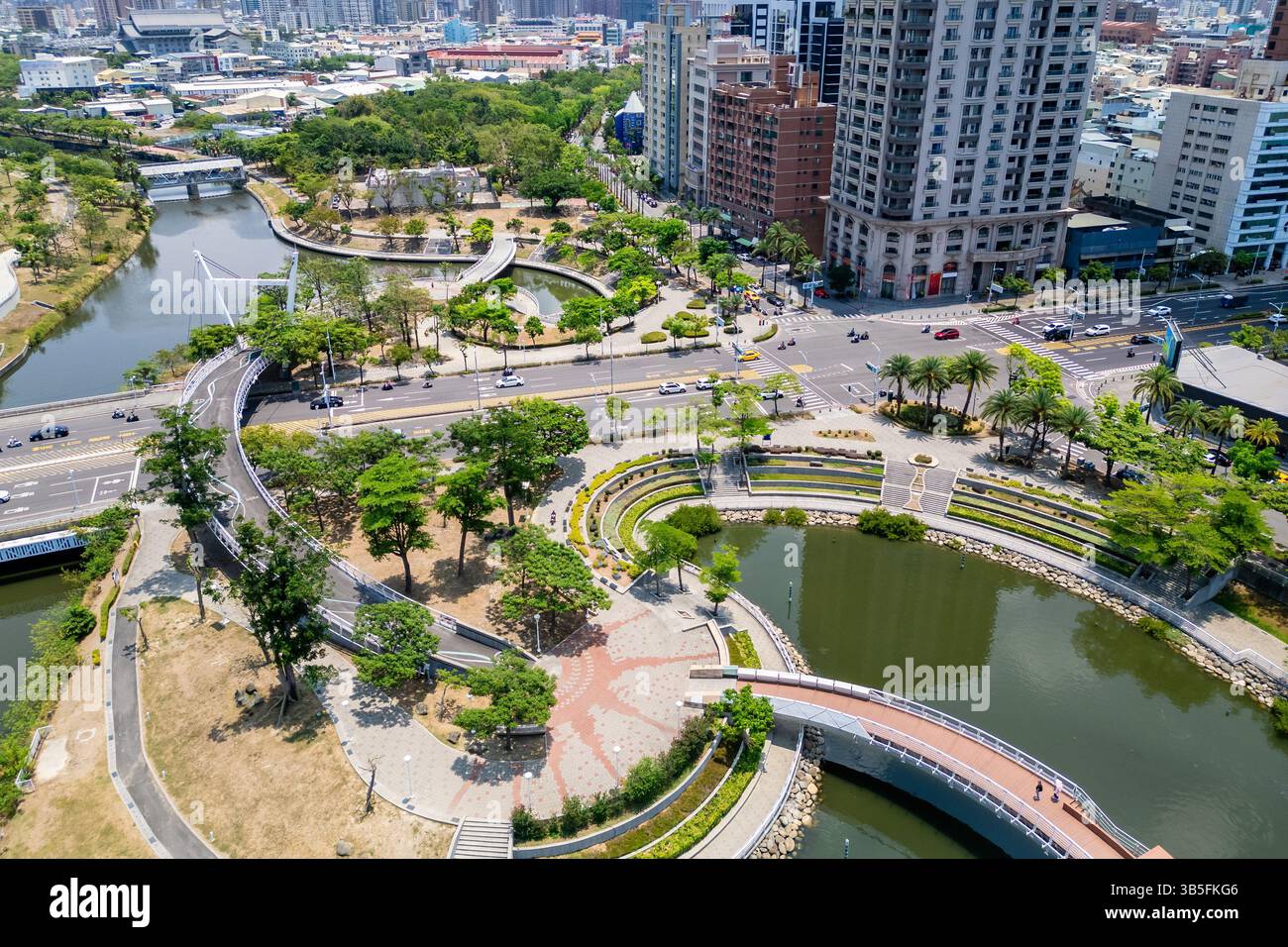 Aerial view of Heart of Love River located in Kaohsiung, Taiwan Stock ...