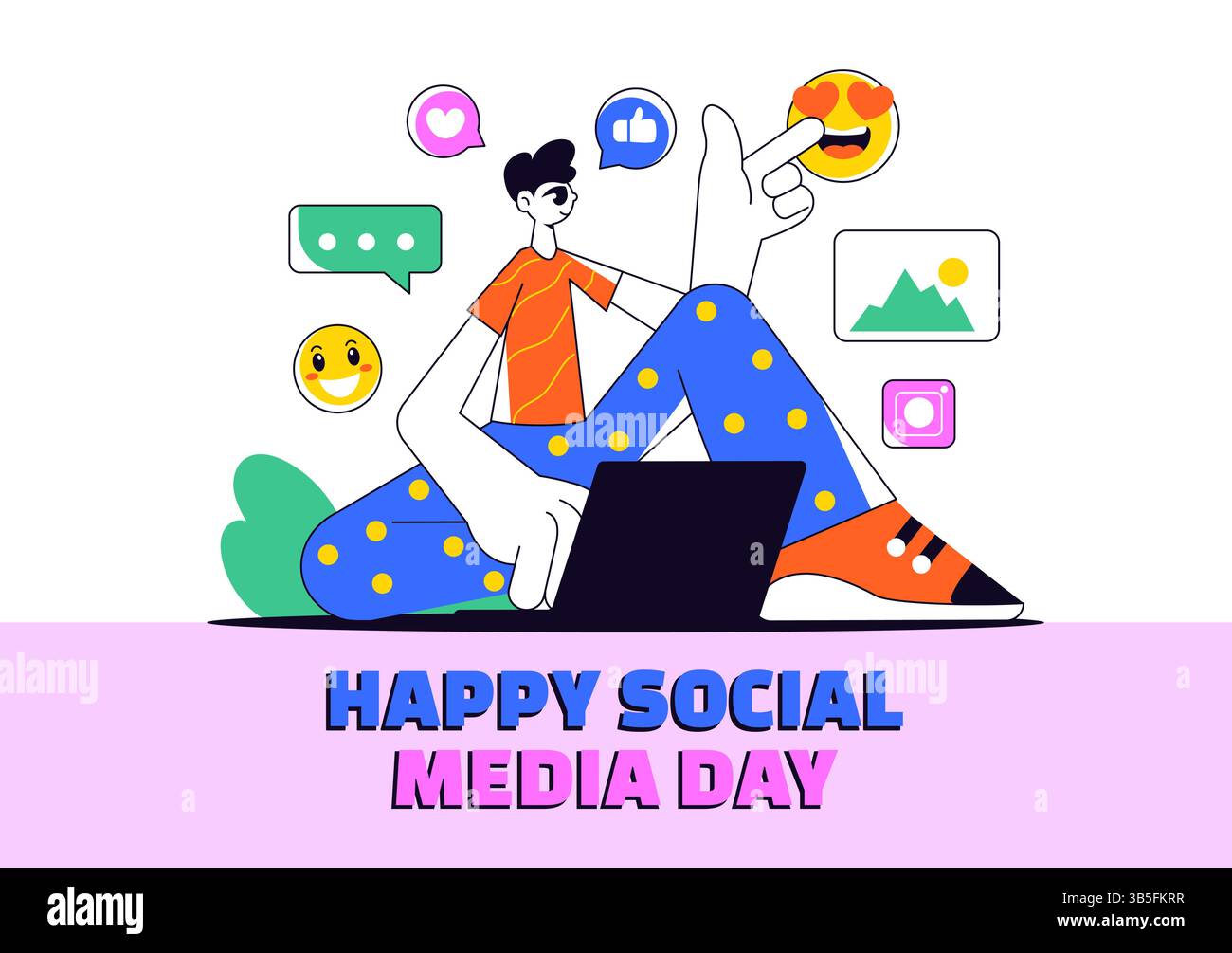Flat Cartoon Background for Social Media Awareness and Celebration ...