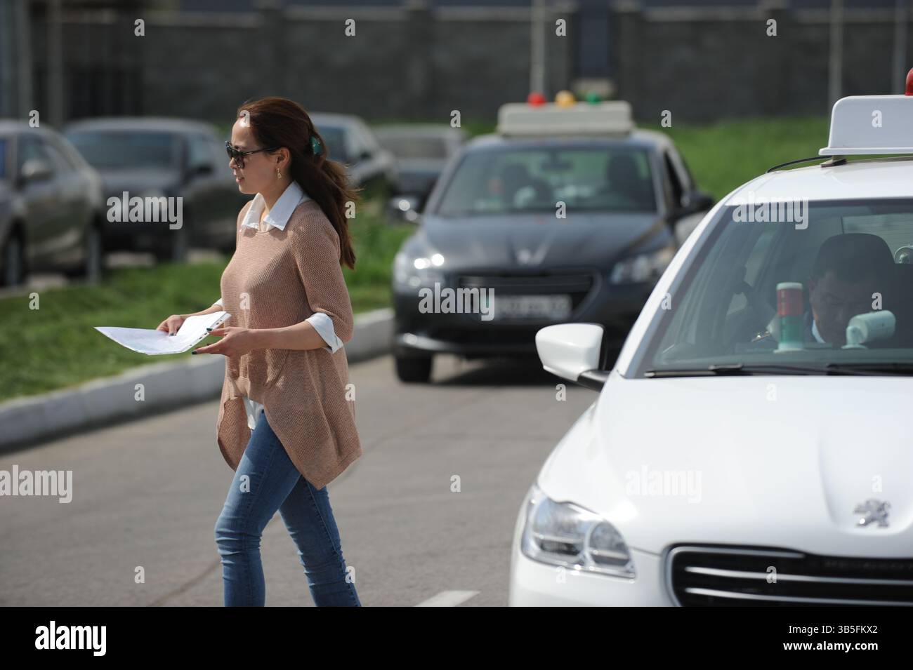 The driver's license exam. Testing on the racetrack Stock Photo - Alamy