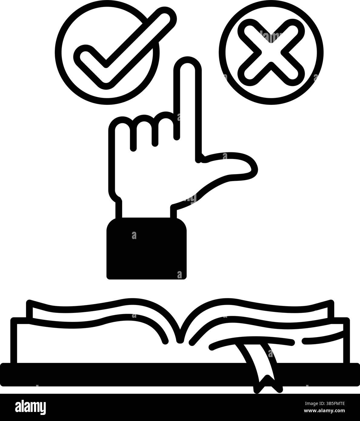 Hand pointing check mark Black and White Stock Photos & Images - Alamy