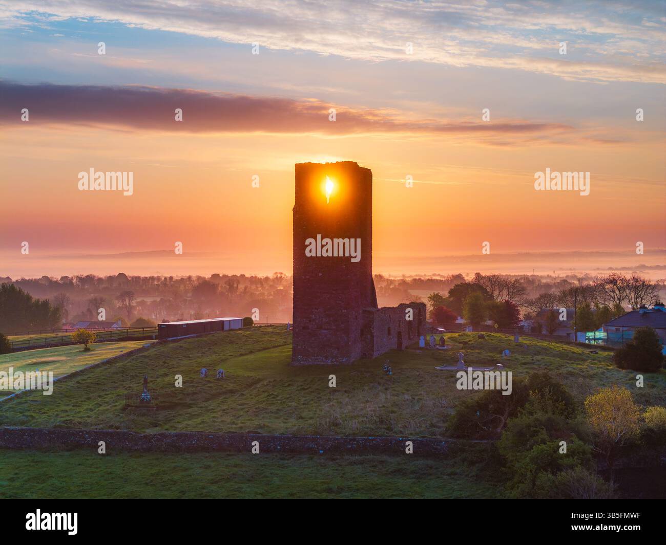 Sunrise through the Skryne tower Stock Photo - Alamy