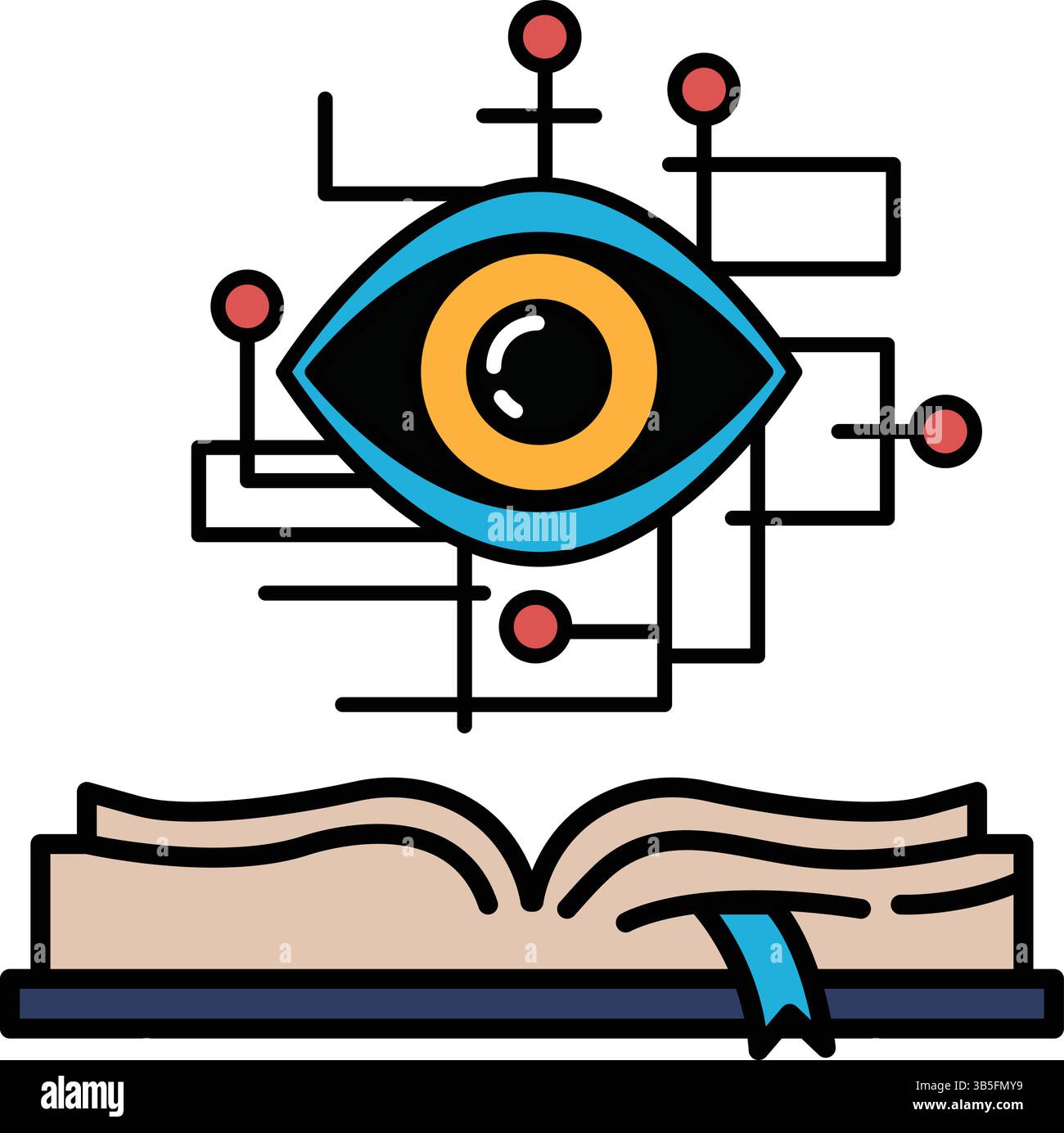 A close up of an eye with a computer chip in the middle of it. The eye ...