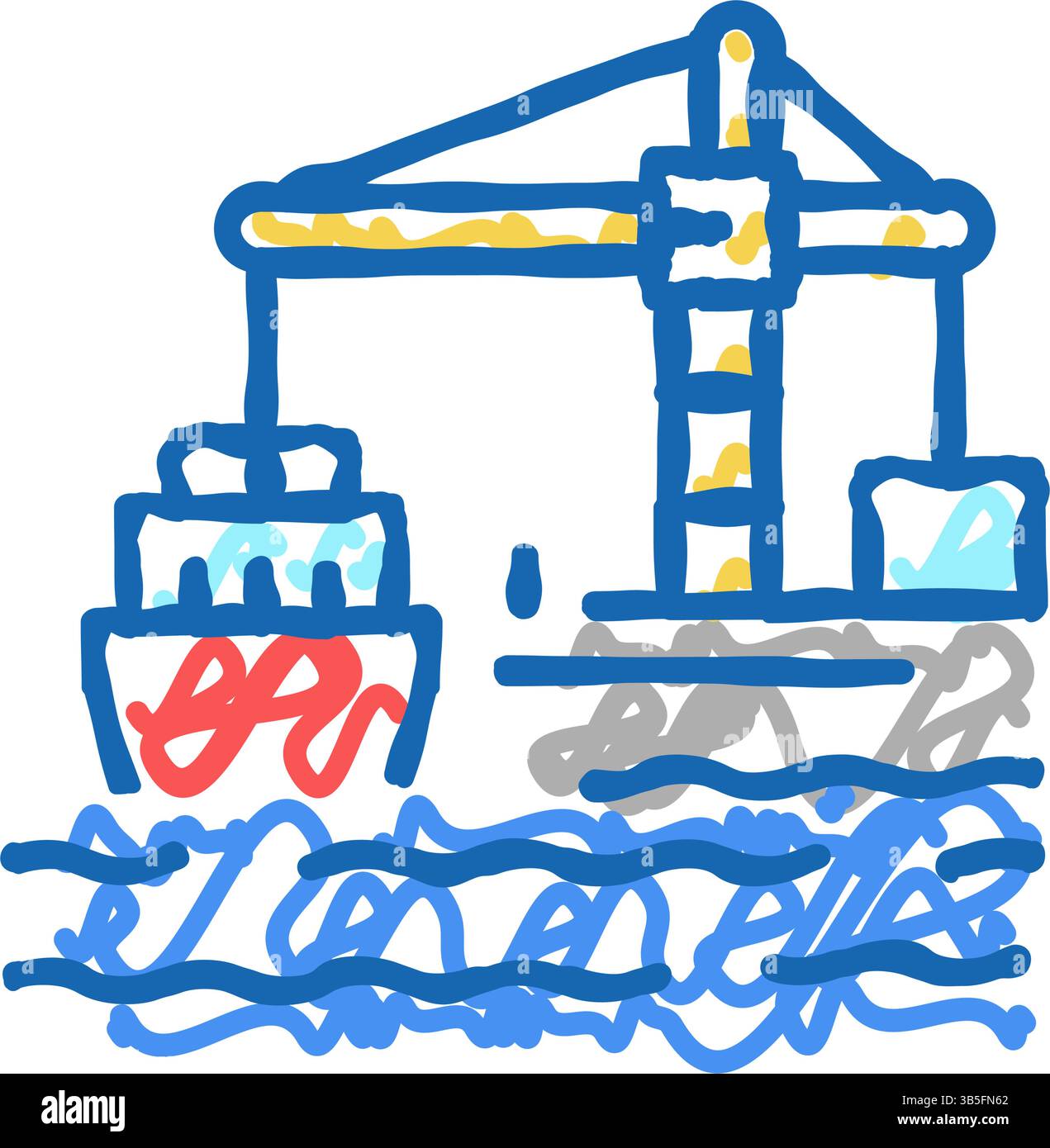 crane loader port machine icon doodle illustration Stock Vector Image ...