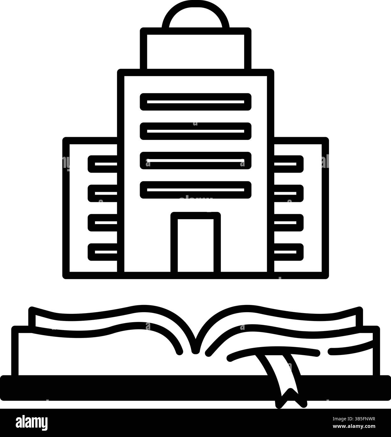 A building is shown with a book open on top of it Stock Vector Image ...