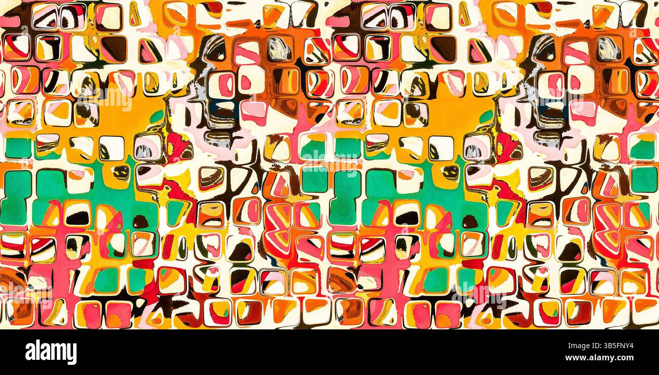 Abstract blotched random mosaic shape square seamless border pattern ...