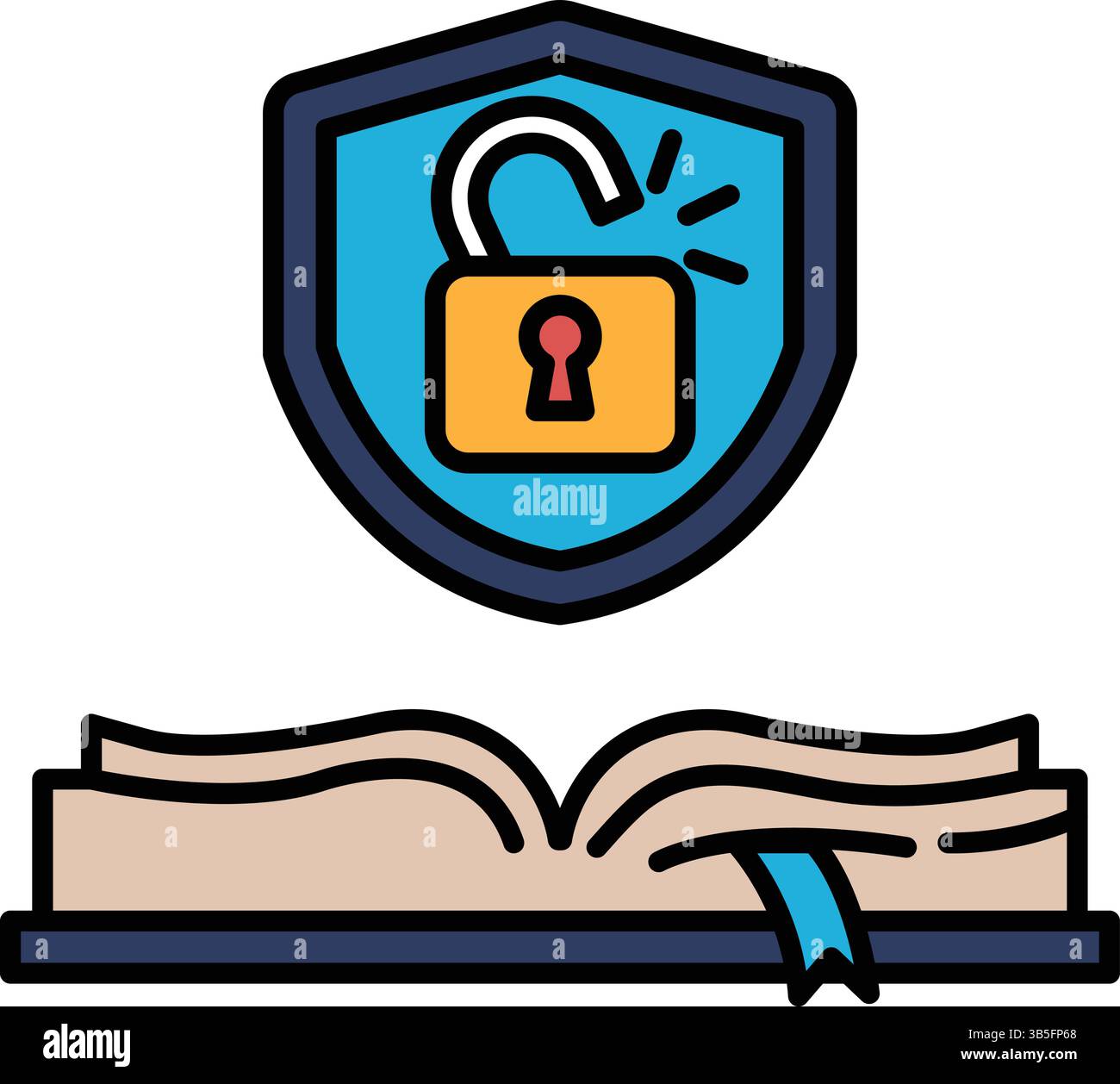 A blue and yellow shield with a keyhole in the middle. The shield is ...