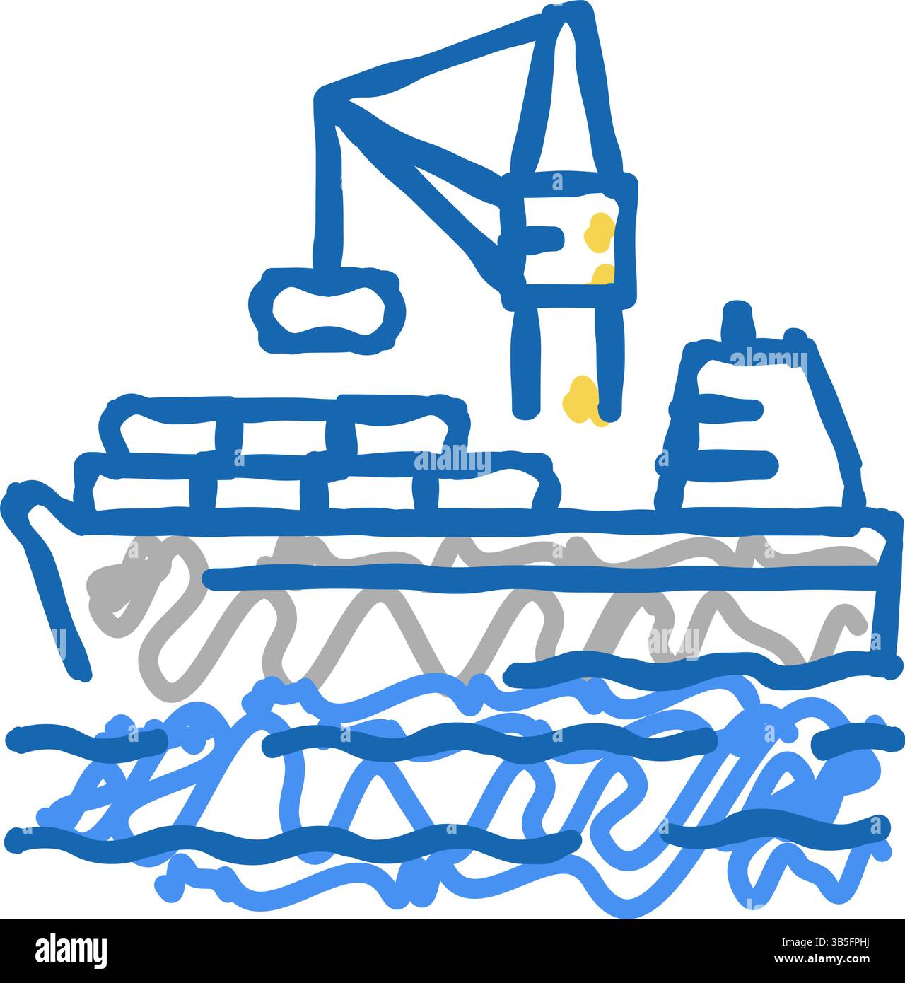 containers loading on ship in port icon doodle illustration Stock ...