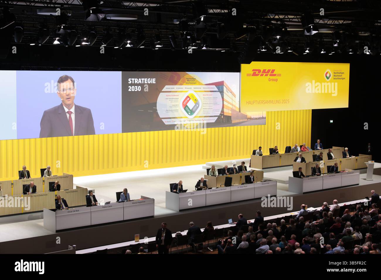 Bonn, Deutschland. 02nd May, 2025. Tobias Meyer, CEO DHL Group, speaks ...
