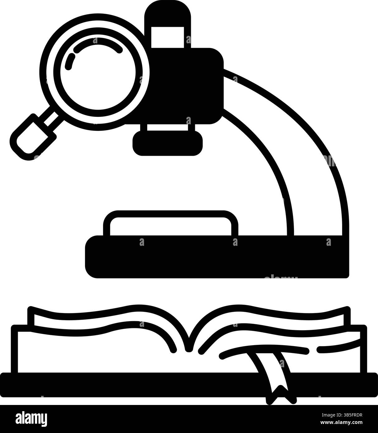 A microscope is shown with an open book next to it Stock Vector Image ...