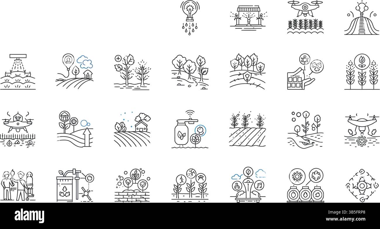 Collection of Agriculture and Farming Icons in Grid Format Stock Vector ...