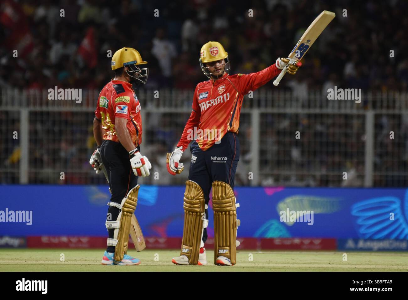 Kolkata, India. 26th Apr, 2025. Punjab Kings' Priyansh Arya celebrates ...