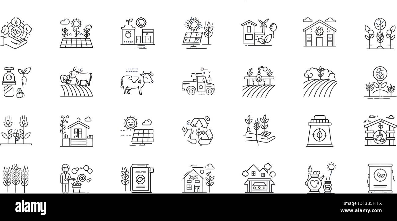Agriculture and Sustainable Farming Icon Set Stock Vector Image & Art ...