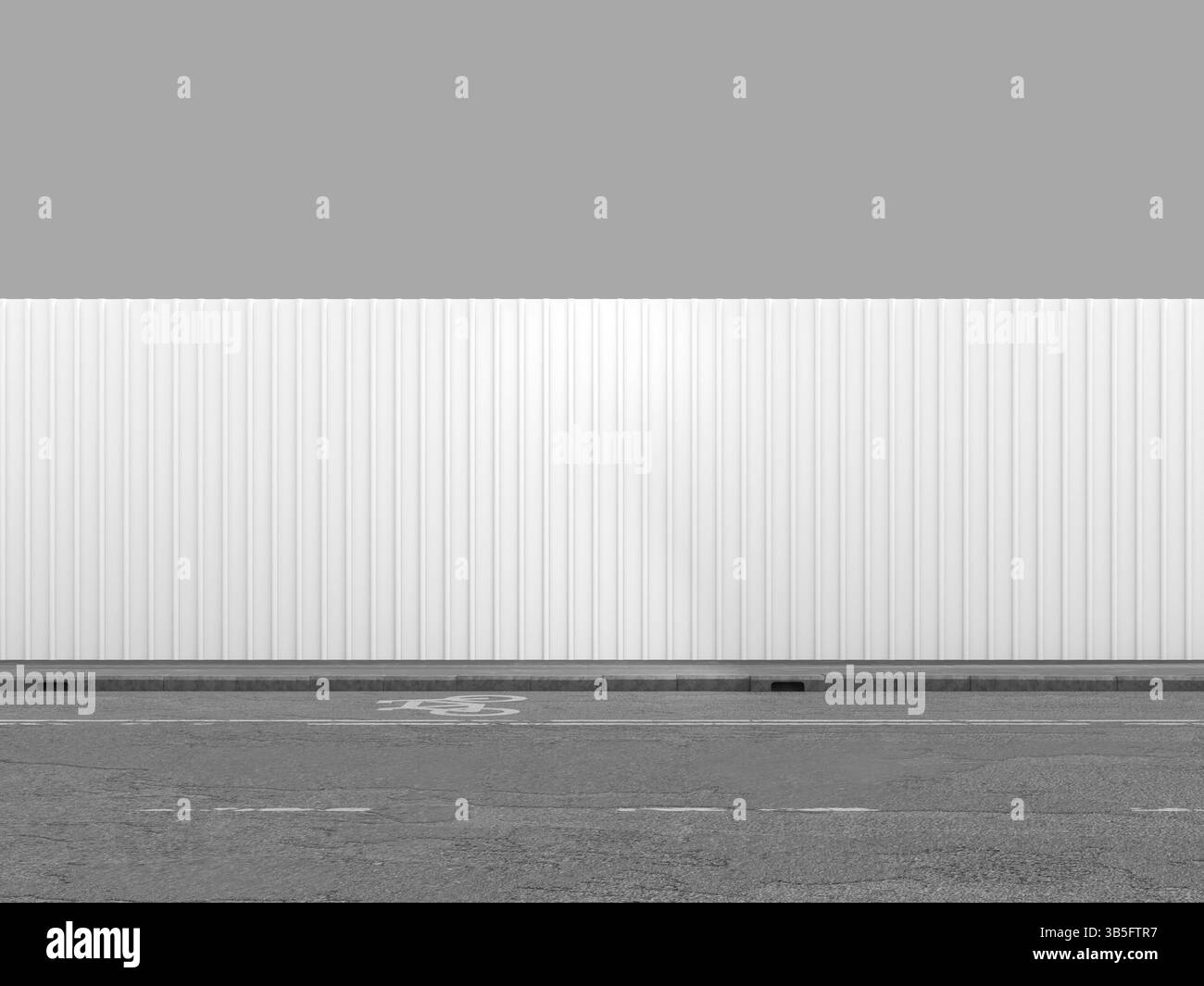 White Blank Container Hoarding Mockup on Side Walk and Gray Background ...