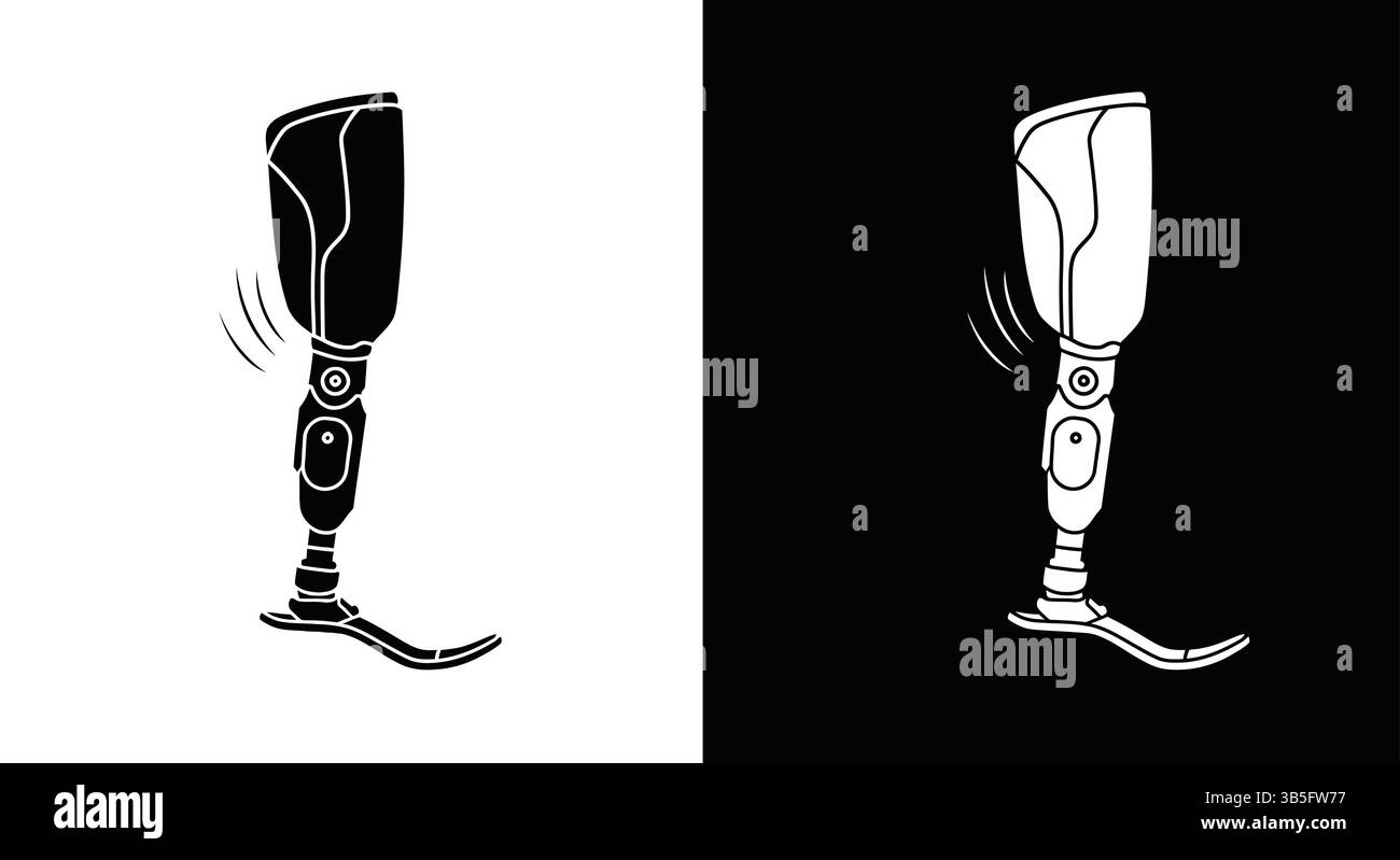 Prosthetic leg motion illustration Black and White Stock Photos ...