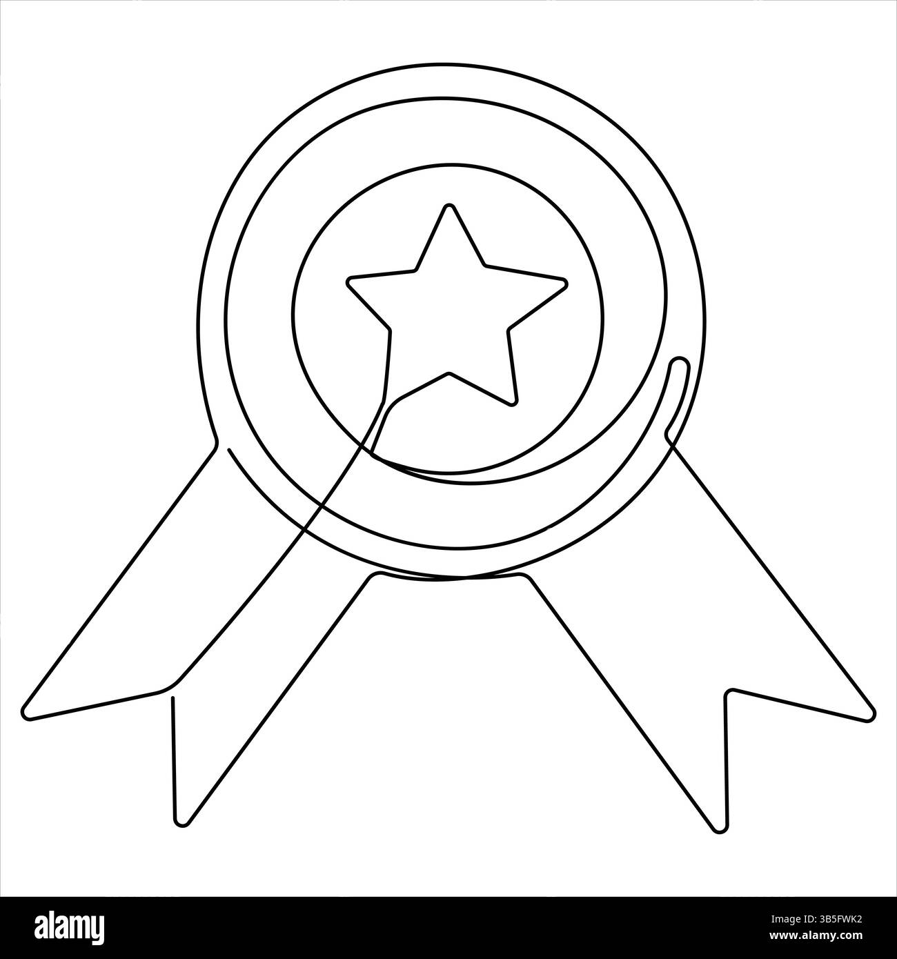 Single continuous line drawing of the best quality award badge with ...