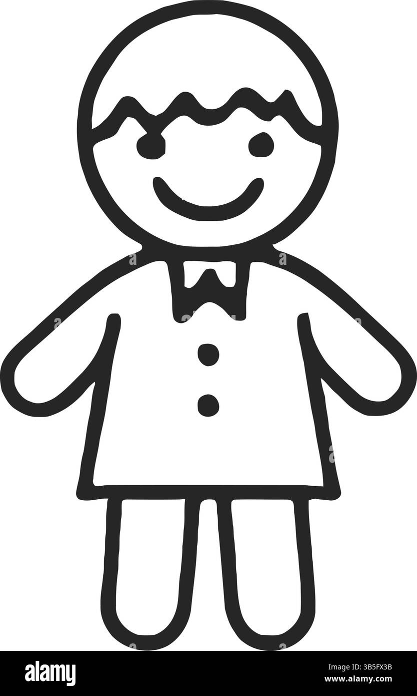 Cute Doll Line Drawing Stock Vector Image & Art - Alamy